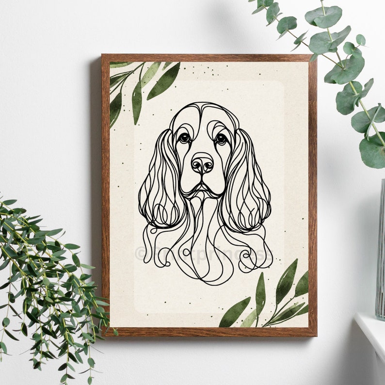 Cocker Spaniel Dog Line Art Print Printable | Instant Download | Fine ...