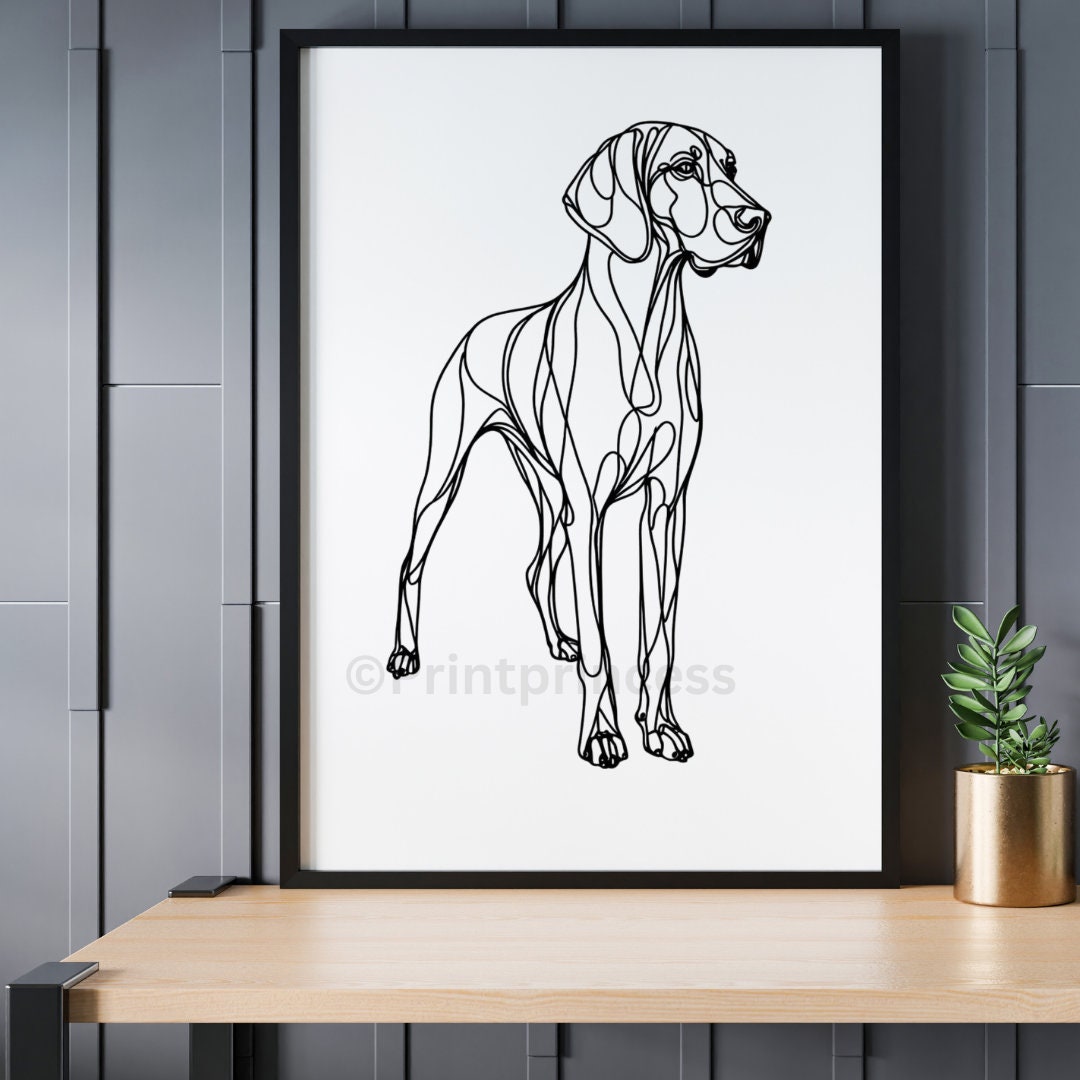 Vizsla Dog Line Art Print Printable | Instant Download | Elegant | Fine ...