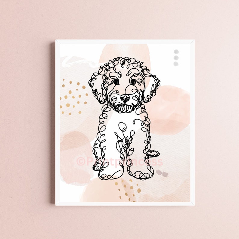 Labradoodle Dog Line Art Print Printable | Instant Download | Fine ...