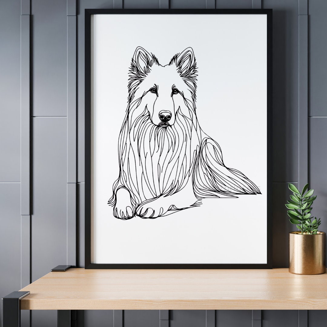 Shepherd Dog Line Art Print Printable | Instant Download | Fine Lines ...