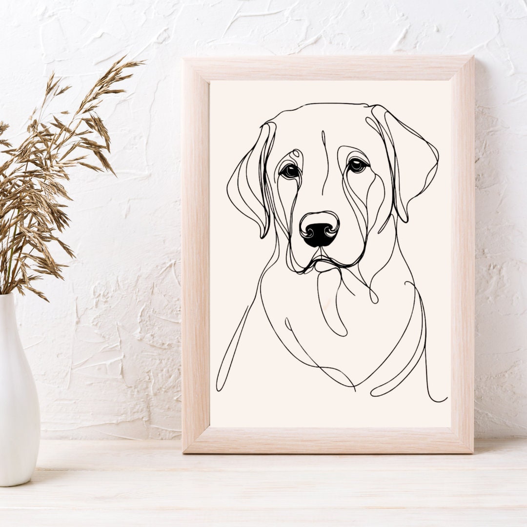 Labrador Retriever Dog Line Art Print Printable|instant Download ...