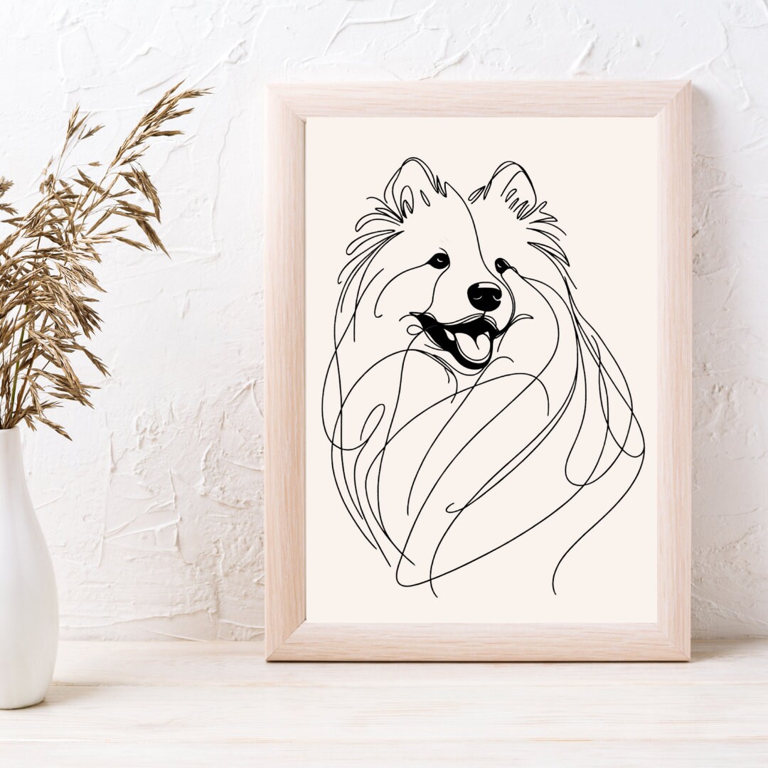 Samoyed Dog Line Art Print Printableinstant Download Elegant Fine Lines ...