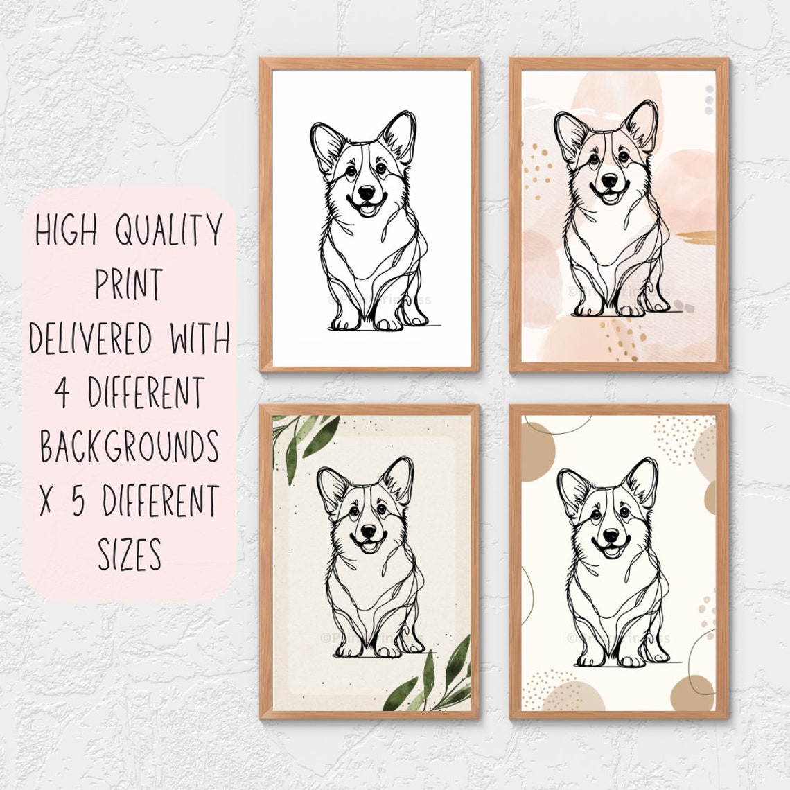 Pembroke Welsh Corgi Dog Line Art Print Printable | Instant Download ...