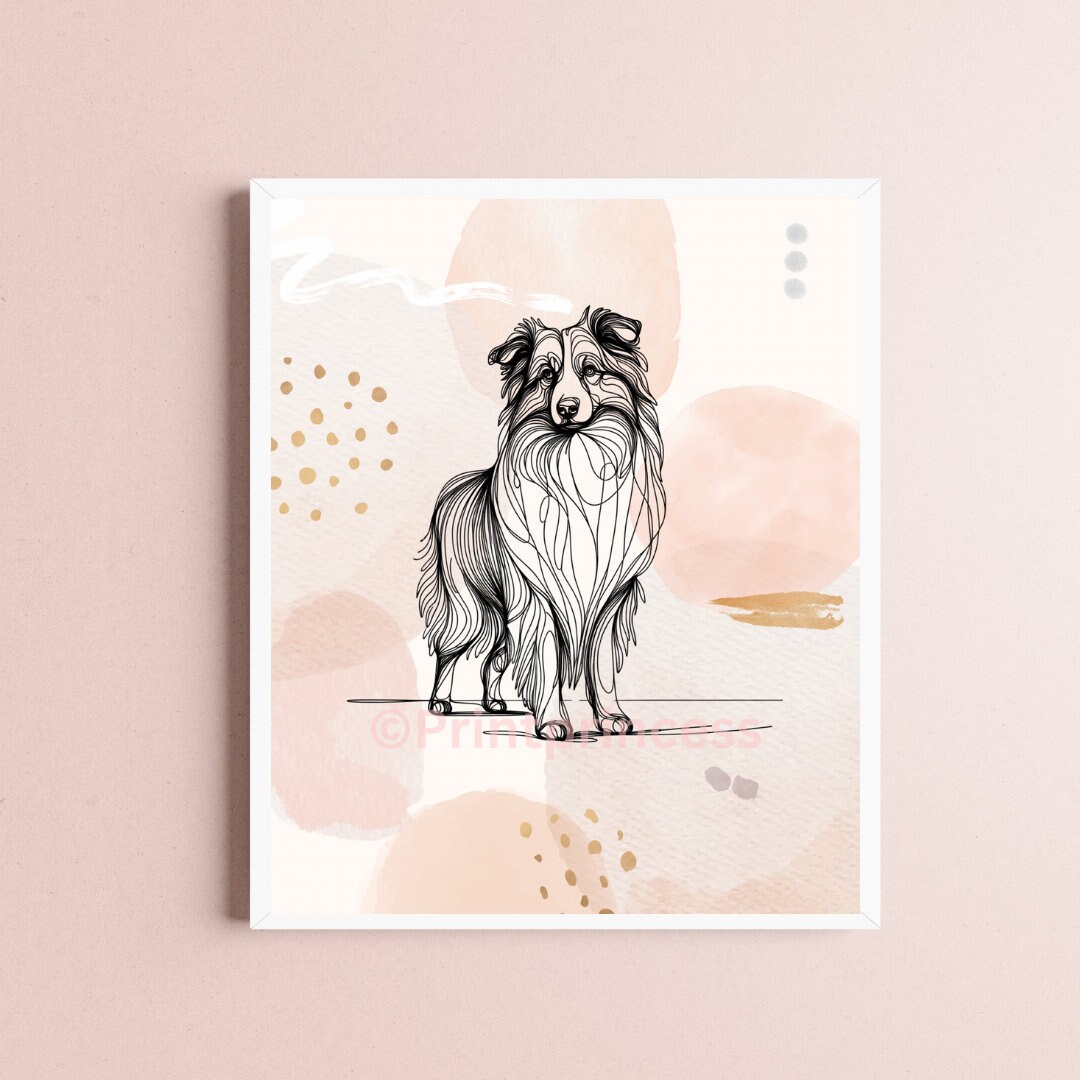 Australian Shepherd Dog Line Art Print Printable Instant Download ...
