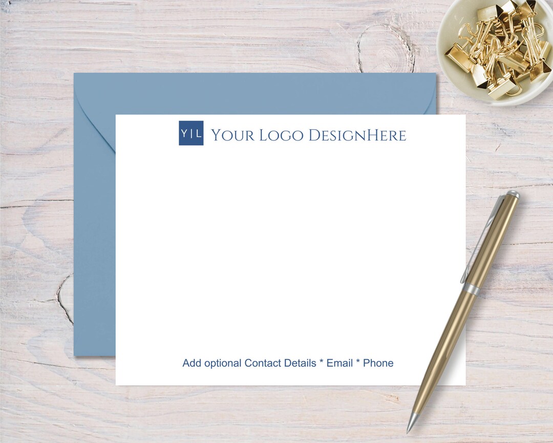 Thank You Card Business Flat Note Card With Company Logo Small Business ...