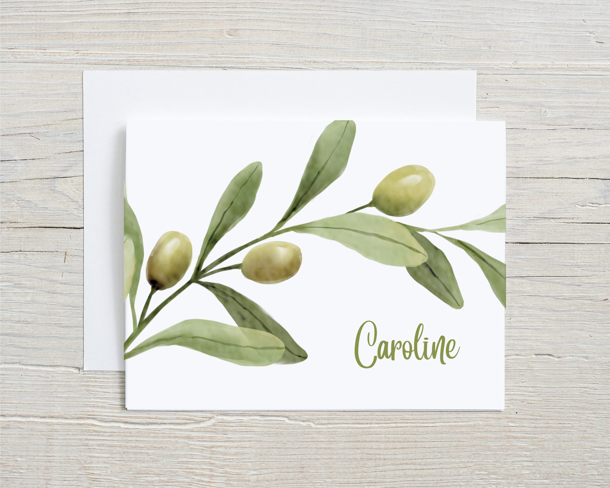 Personalized Olive Branch Notecards: Custom Botanical Stationery - Etsy