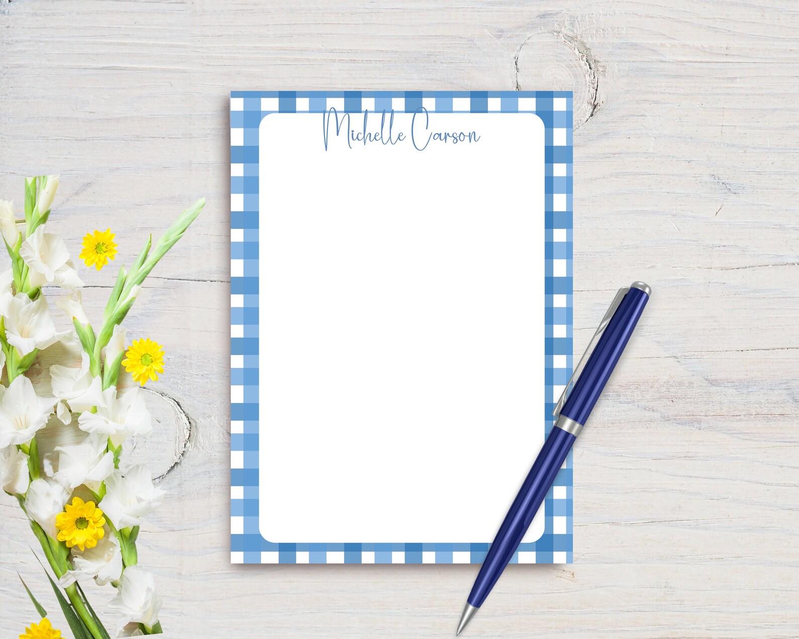 Personalized Gingham Notepad | Desk Notepads | To-do List | Shopping ...