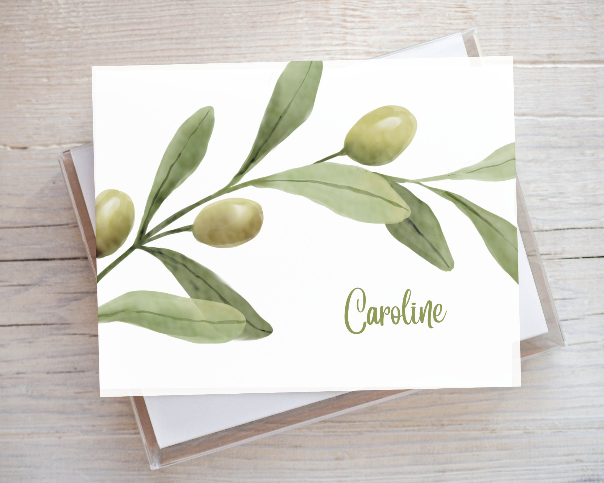 Personalized Olive Branch Notecards: Custom Botanical Stationery - Etsy