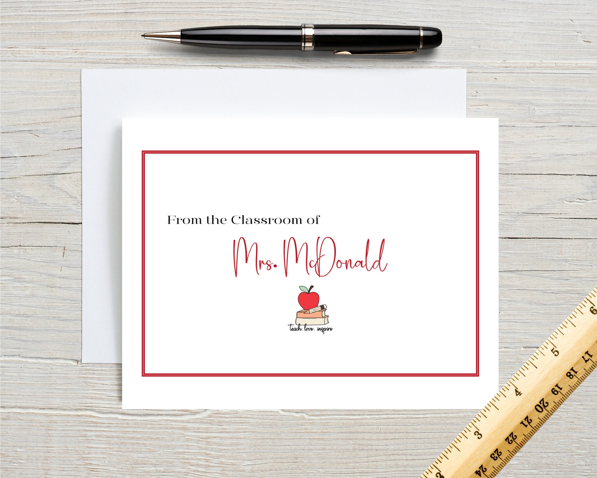 Personalized Teacher Note Card Custom Teacher Gift From Student Teacher ...