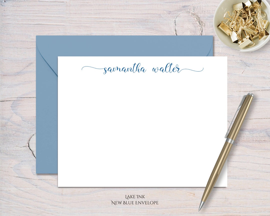 Personalized Notecard, Simple Script Customized Stationery Set With ...