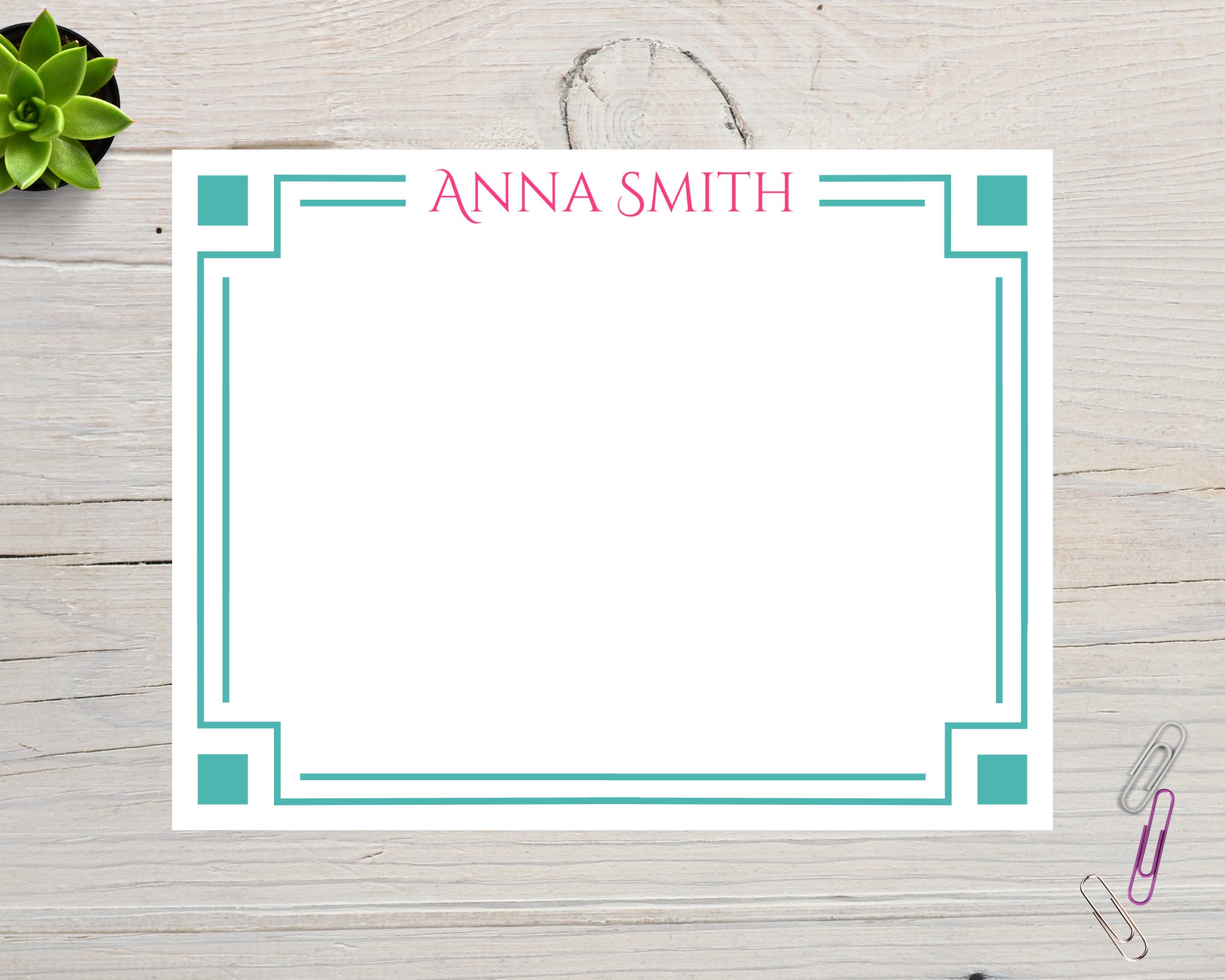 Modern Border Personalized Notecard | Customized Stationery Set With ...
