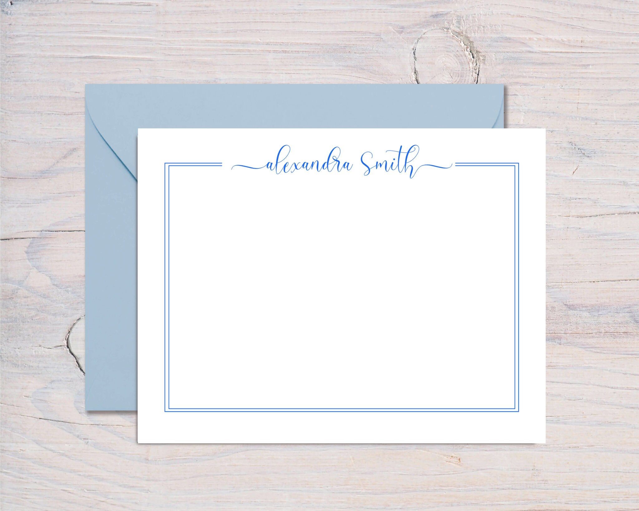 Personalized Script Flat Note Cards With Envelopes | Simple Modern ...