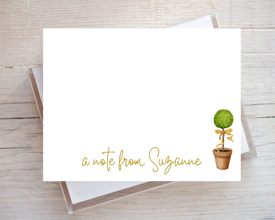 Personalized Topiary Note Card With Gold Ribbon A Note From Topiary ...