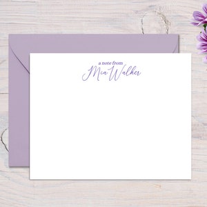 Personalized Note Cards Customized Stationery Set Simple Script ...