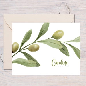 Personalized Olive Branch Notecards: Custom Botanical Stationery - Etsy