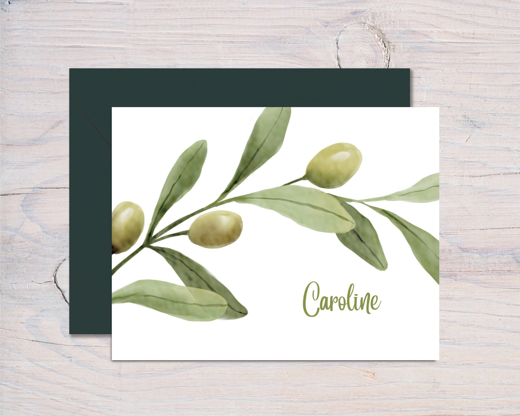 Personalized Olive Branch Notecards: Custom Botanical Stationery - Etsy