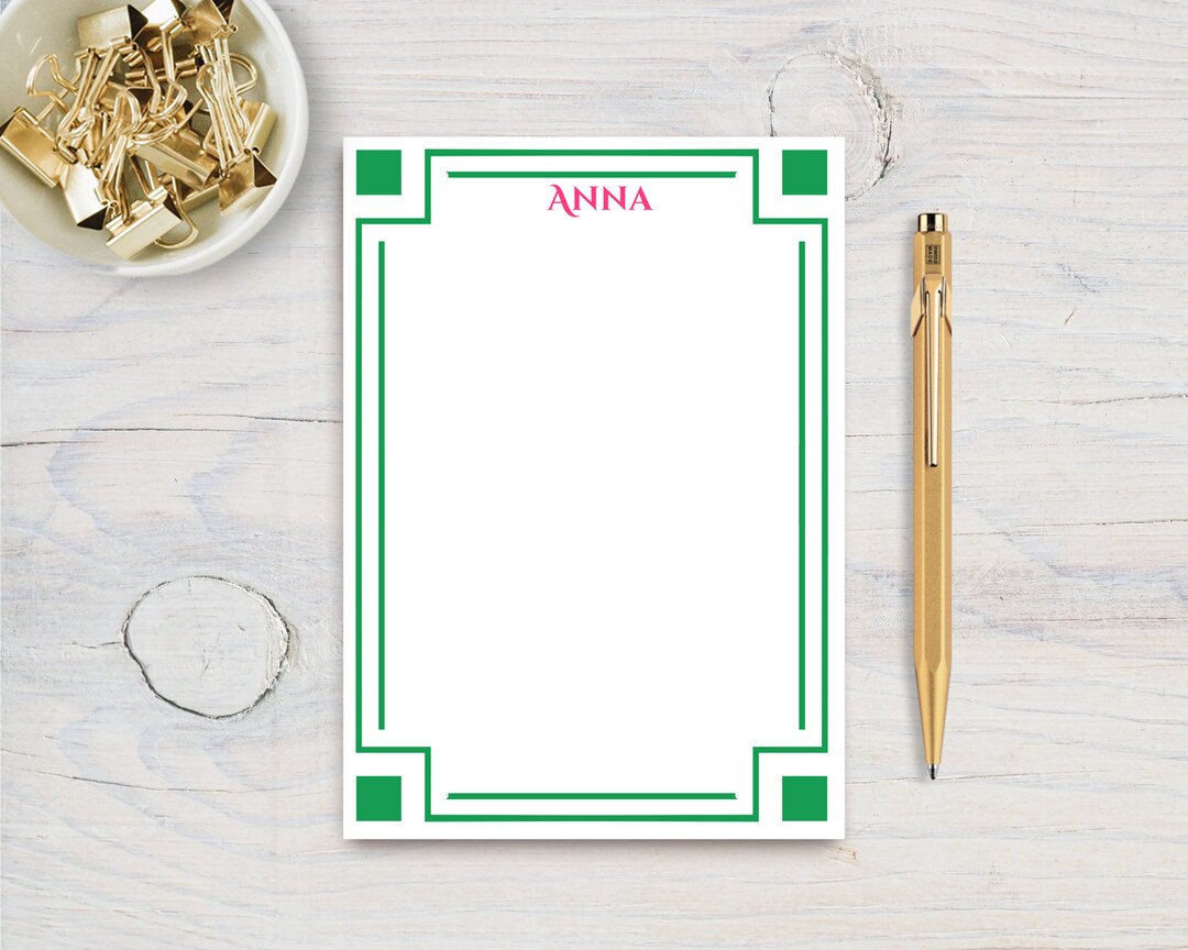 Personalized Notepad: Modern Border Stationery Set - Etsy