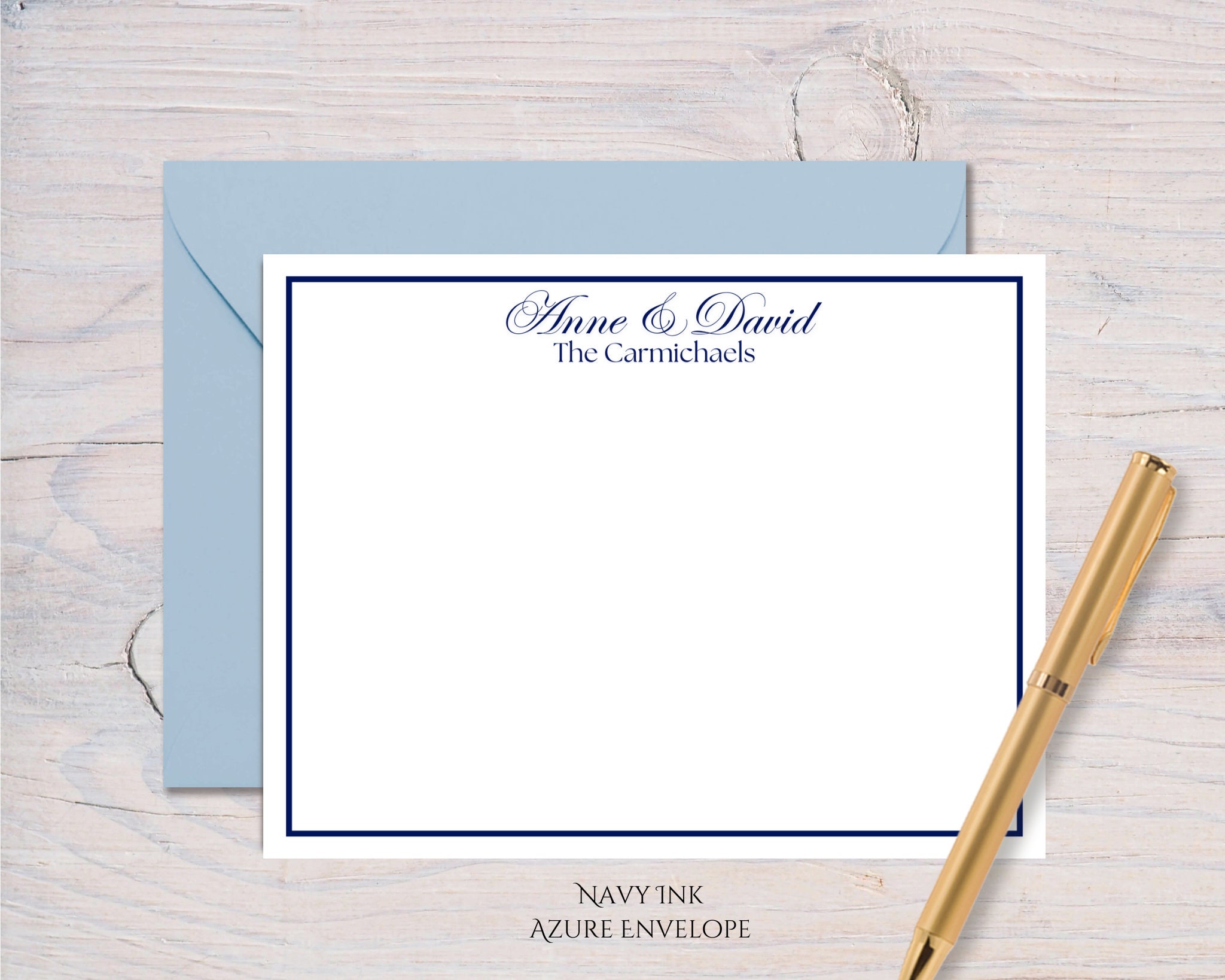 Personalized Notecard, Classic Style, Custom Stationery Set With Names ...