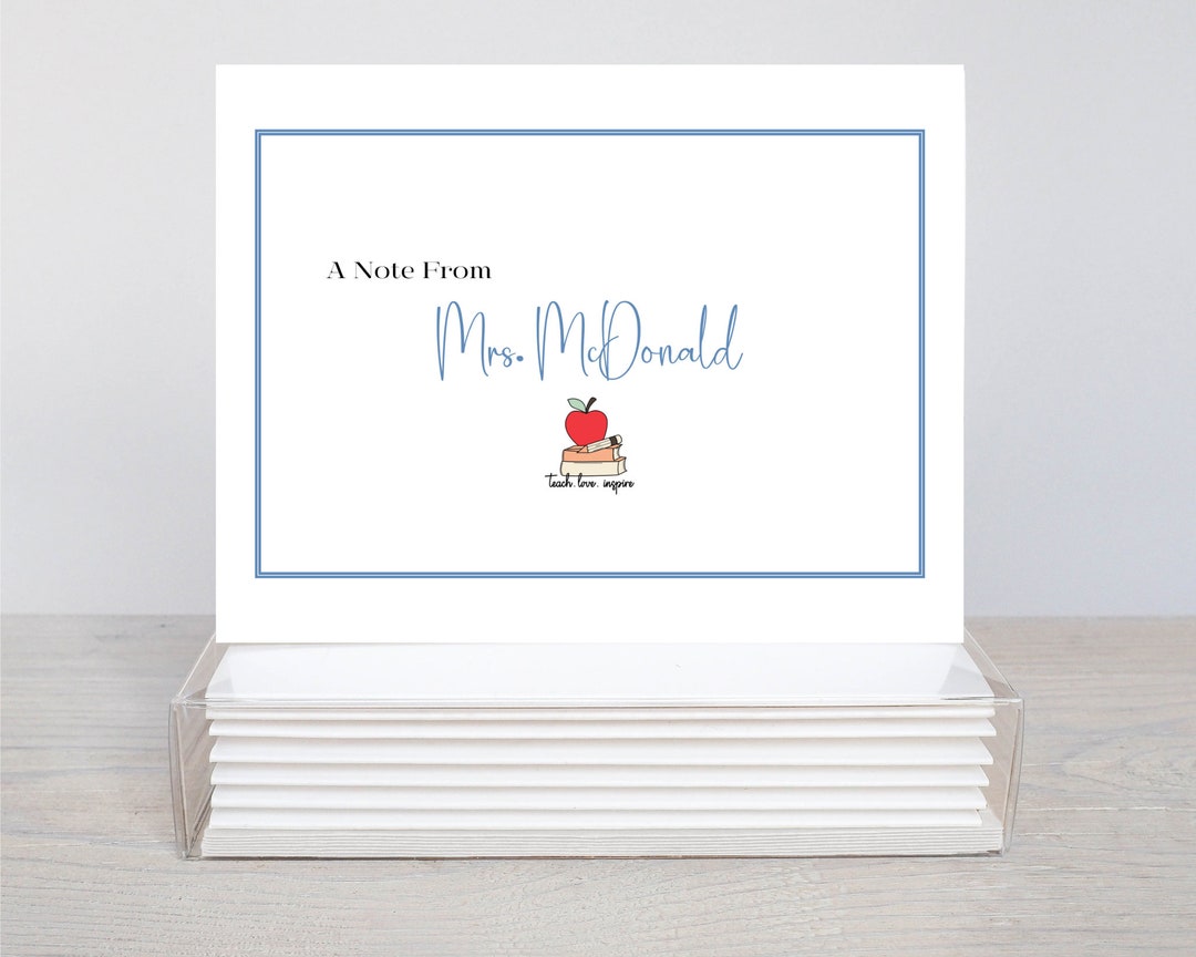 Personalized Teacher Note Card Custom Teacher Gift From Student Teacher ...