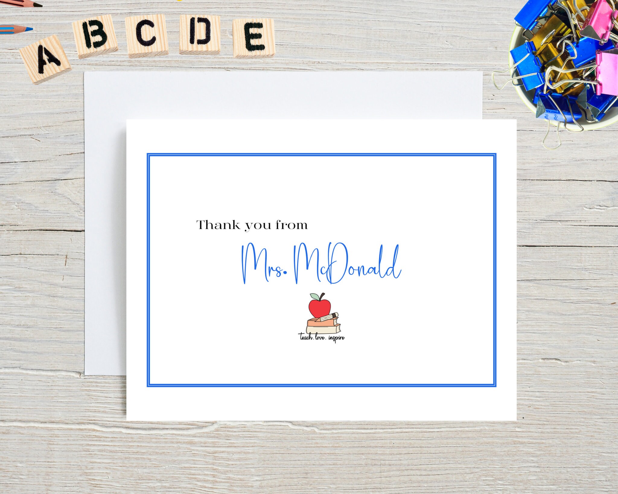 Personalized Teacher Note Card Custom Teacher Gift From Student Teacher ...