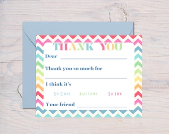 PRINTABLE Birthday Thank You - Fill in the Blank Card - Etsy