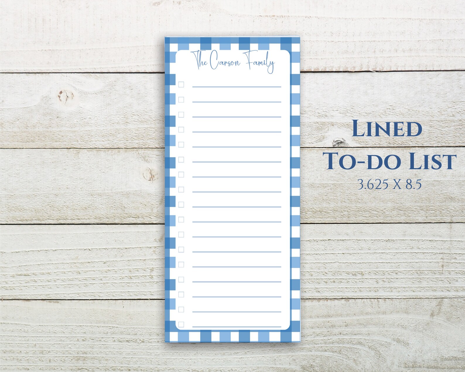 Personalized Gingham Notepad | Desk Notepads | To-do List | Shopping ...