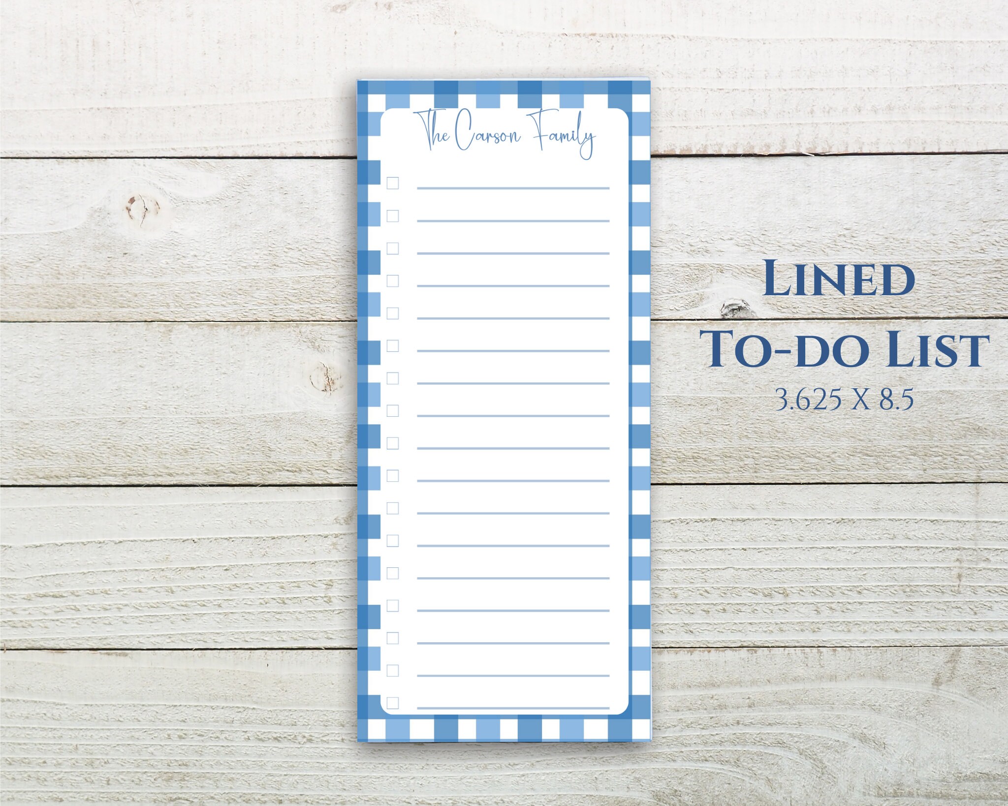 Personalized Gingham Notepad | Desk Notepads | To-do List | Shopping ...
