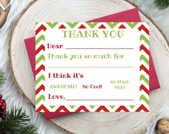 Kids Fill in the Blank Thank You Cards - Etsy