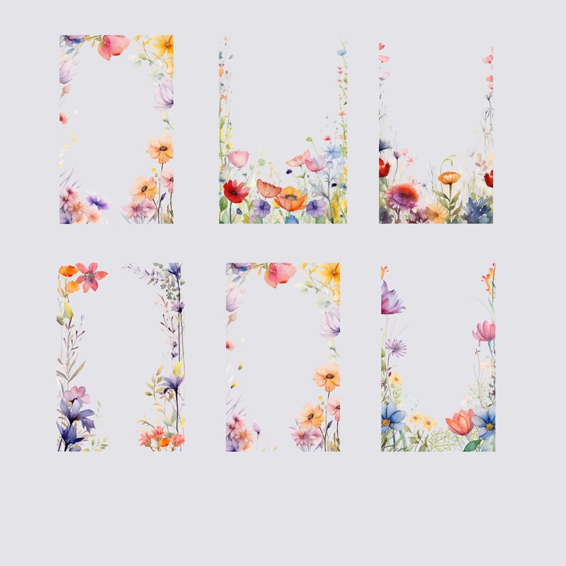 Frames and Borders Wildflower Clipart, Wildflower Frame, Floral Border ...