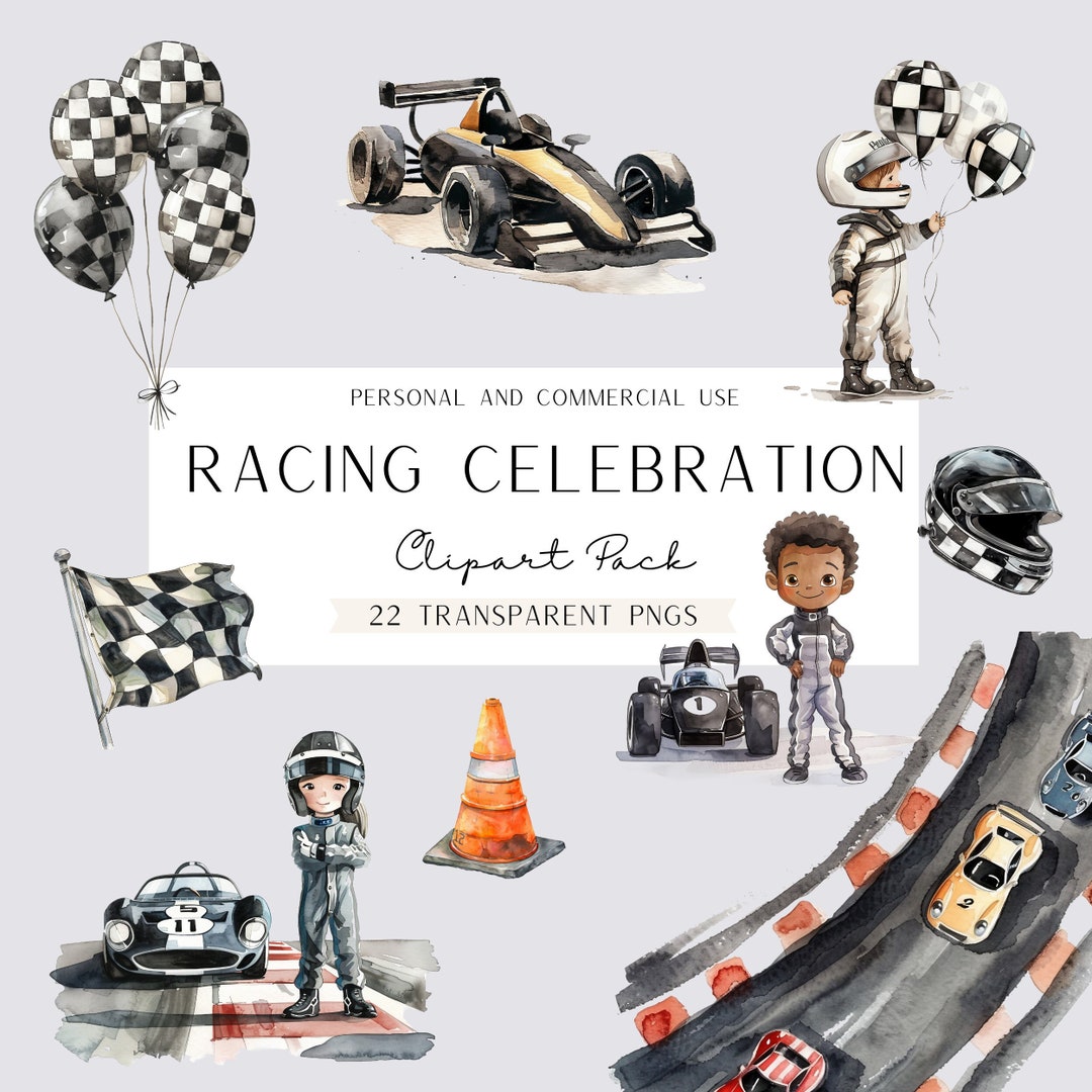 Racing Celebration Clipart, Instant Download, Boy Birthday, Race Car ...