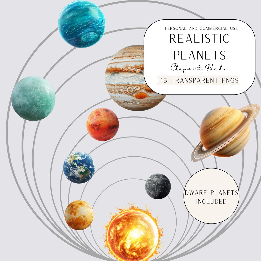 Realistic Planets Clipart, Solar System Pngs, Education Clip Art ...