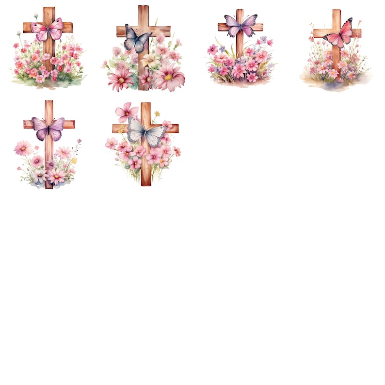 Resurrection Cross and Butterfly Clipart, Faith Cross Png, Rustic ...