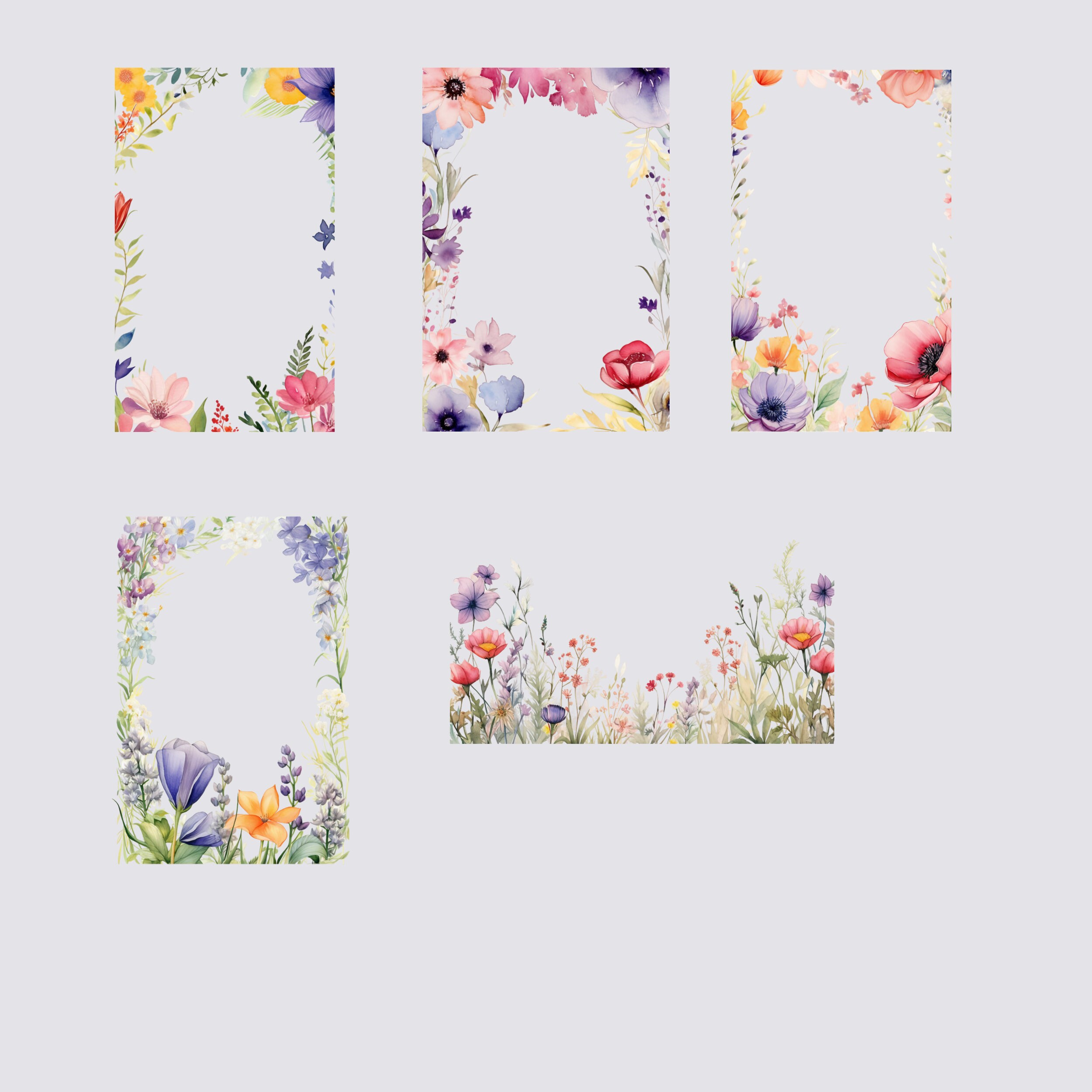 Frames and Borders Wildflower Clipart, Wildflower Frame, Floral Border ...