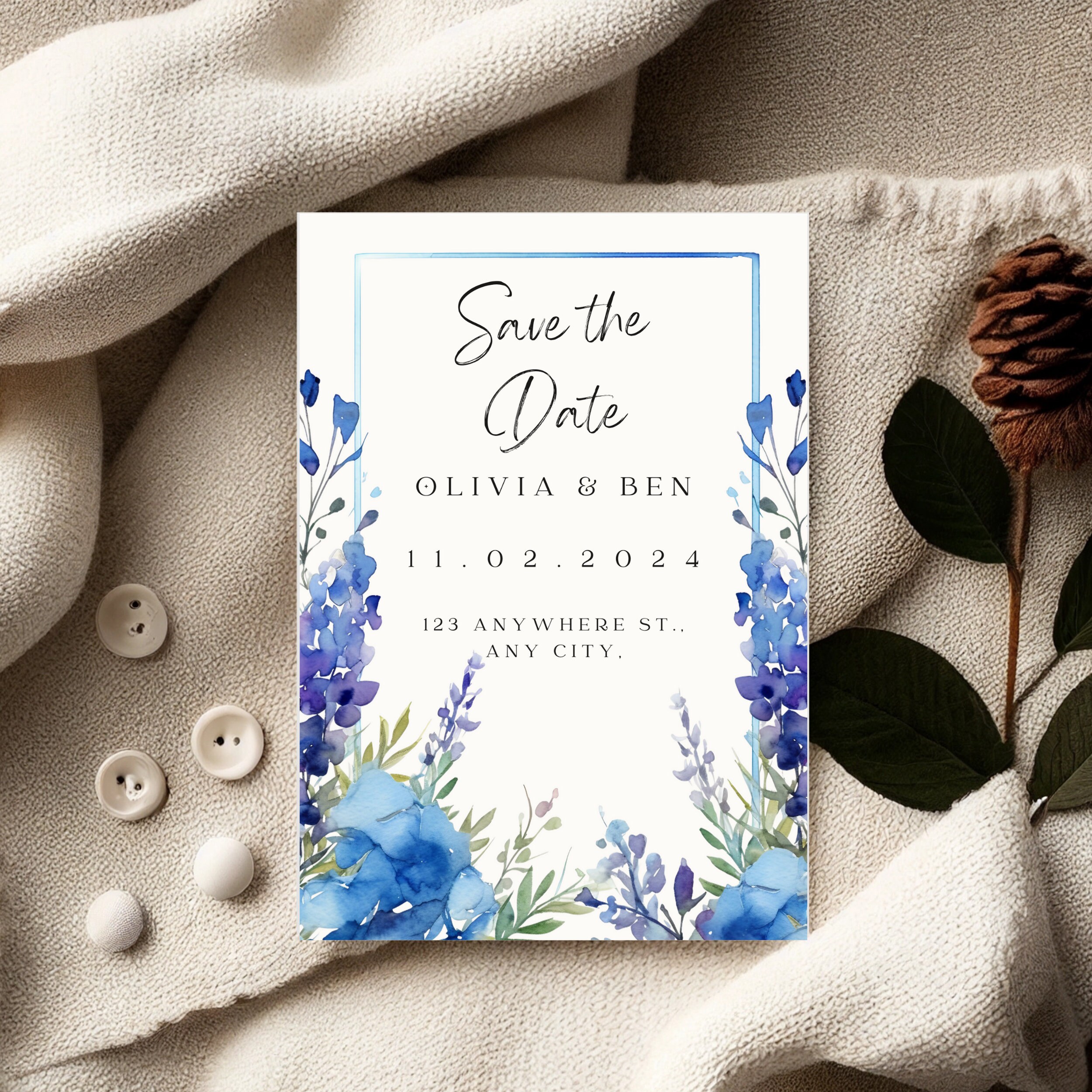 Indigo Floral Frames and Border Clipart, Watercolor Blue Flower PNG ...