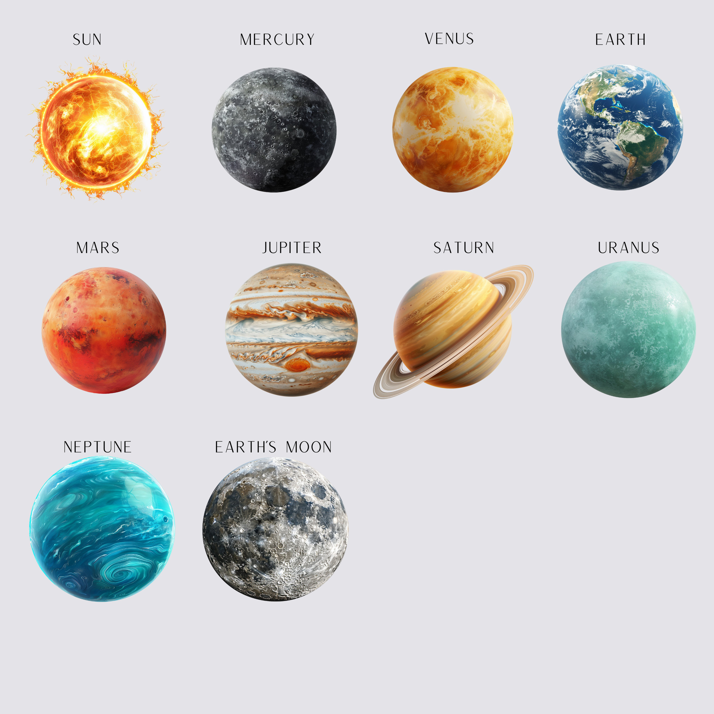 Realistic Planets Clipart, Solar System Pngs, Education Clip Art ...