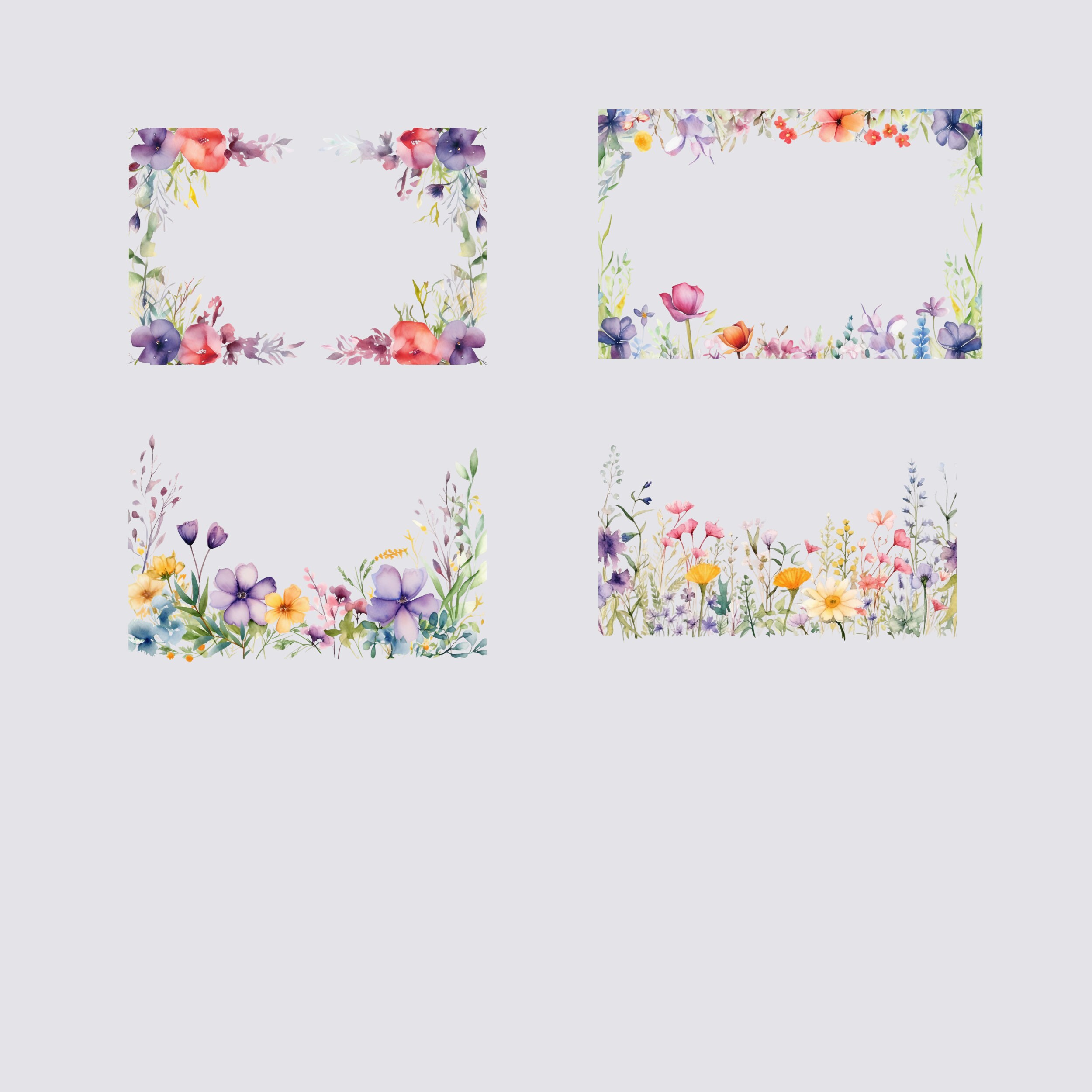 Frames and Borders Wildflower Clipart, Wildflower Frame, Floral Border ...
