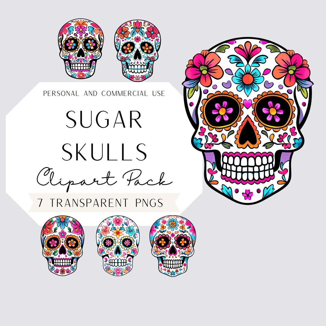 Sugar Skulls, Day of the Dead Clipart, Día De Los Muertos, All Souls ...