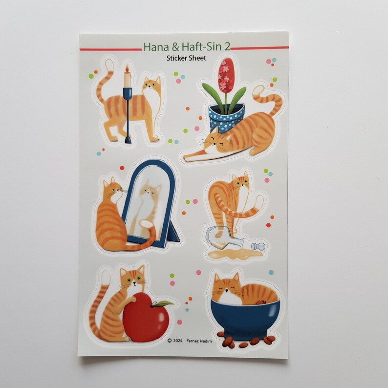 Nowruz Sticker Sheet, Vinyl Stickers, Haft Seen Stickers, Cat Sticker ...