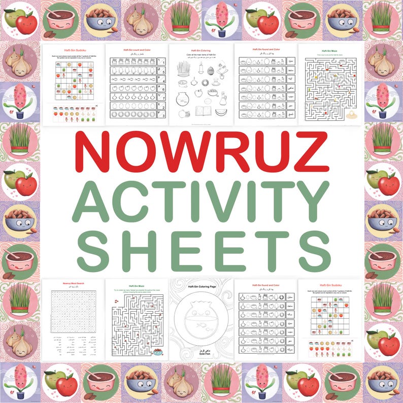 Nowruz Worksheets Downloadable, 12 Pages of Nowruz Activity Sheets ...