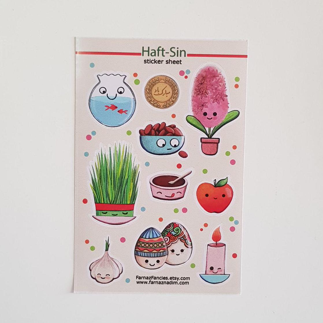 Haftseen Sticker Sheet, Nowruz Stickers, Nowruz Learning, Norooz ...