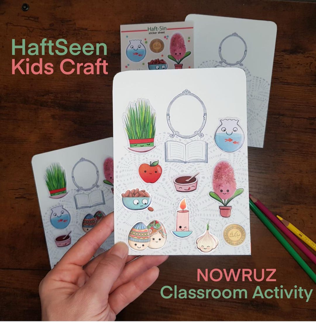 Haft-seen Activity Kit, Nowruz Sticker Sheet and Card Set for Classroom ...