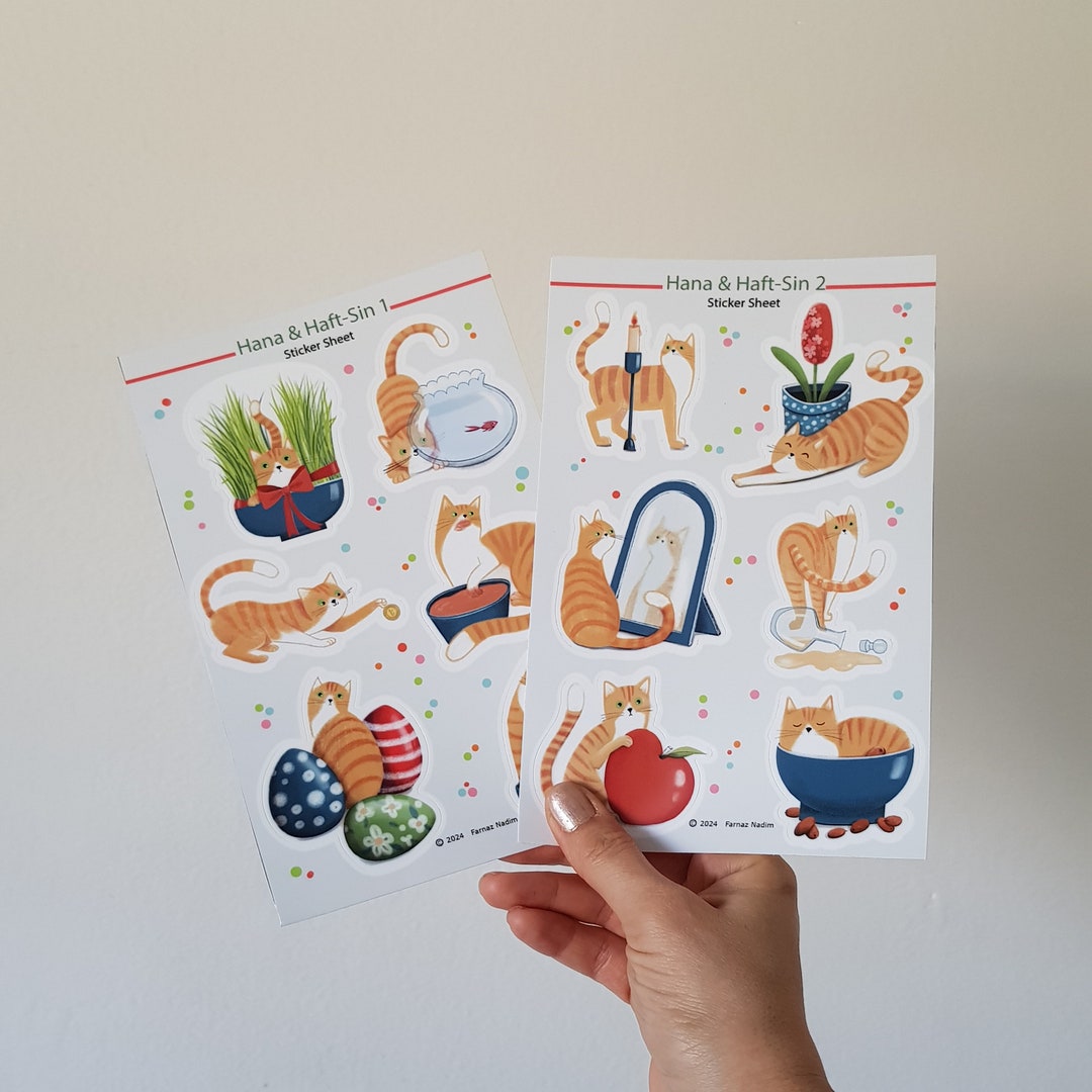 Nowruz Sticker Sheet, Vinyl Stickers, Haft Seen Stickers, Cat Sticker ...
