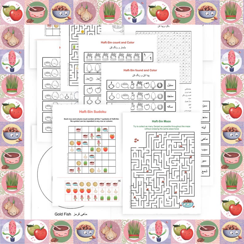Nowruz Worksheets Downloadable, 12 Pages of Nowruz Activity Sheets ...