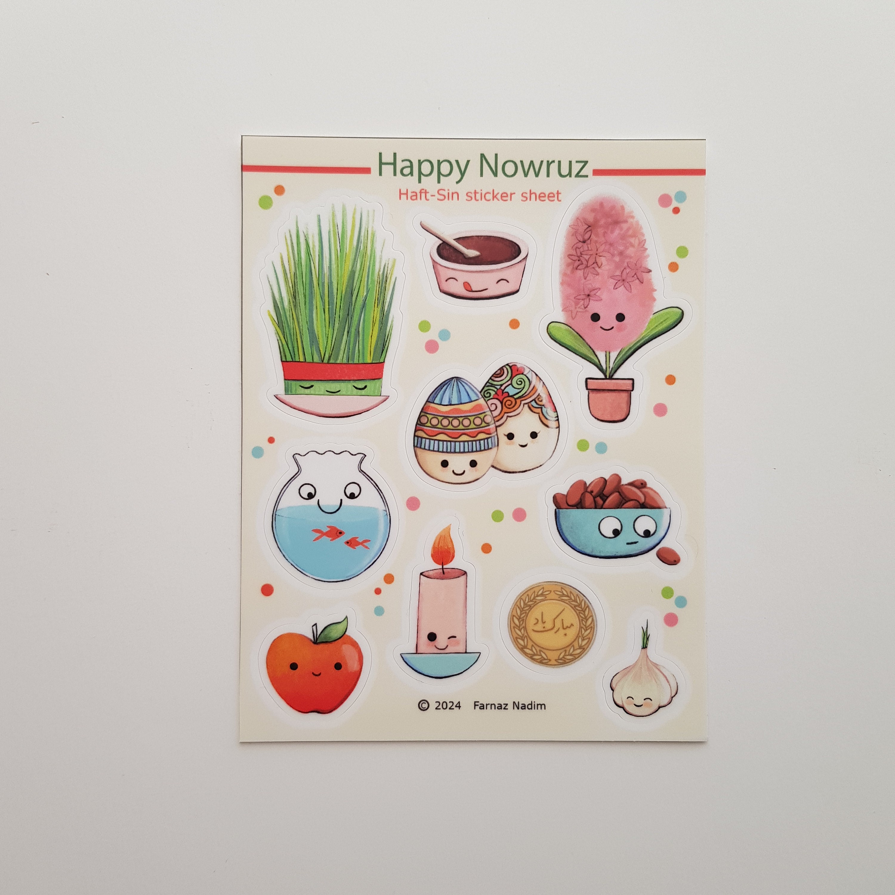 Haftseen Sticker Sheet, Nowruz Sticker Sheet, Persian New Year, Sticker ...