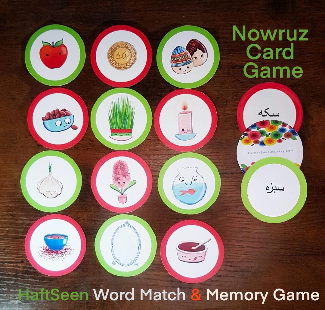 2 in 1 Nowruz Card Game :word Match and Memory Game, Farsi Haftseen ...