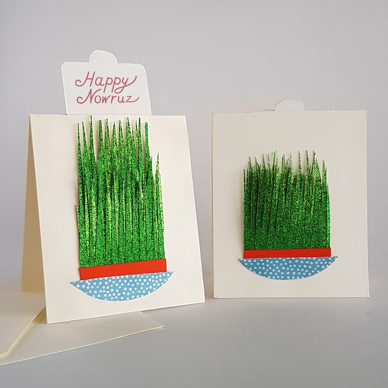 Nowruz Handmade Greeting Card, Persian New Year Greetings, Sabzeh Pull ...
