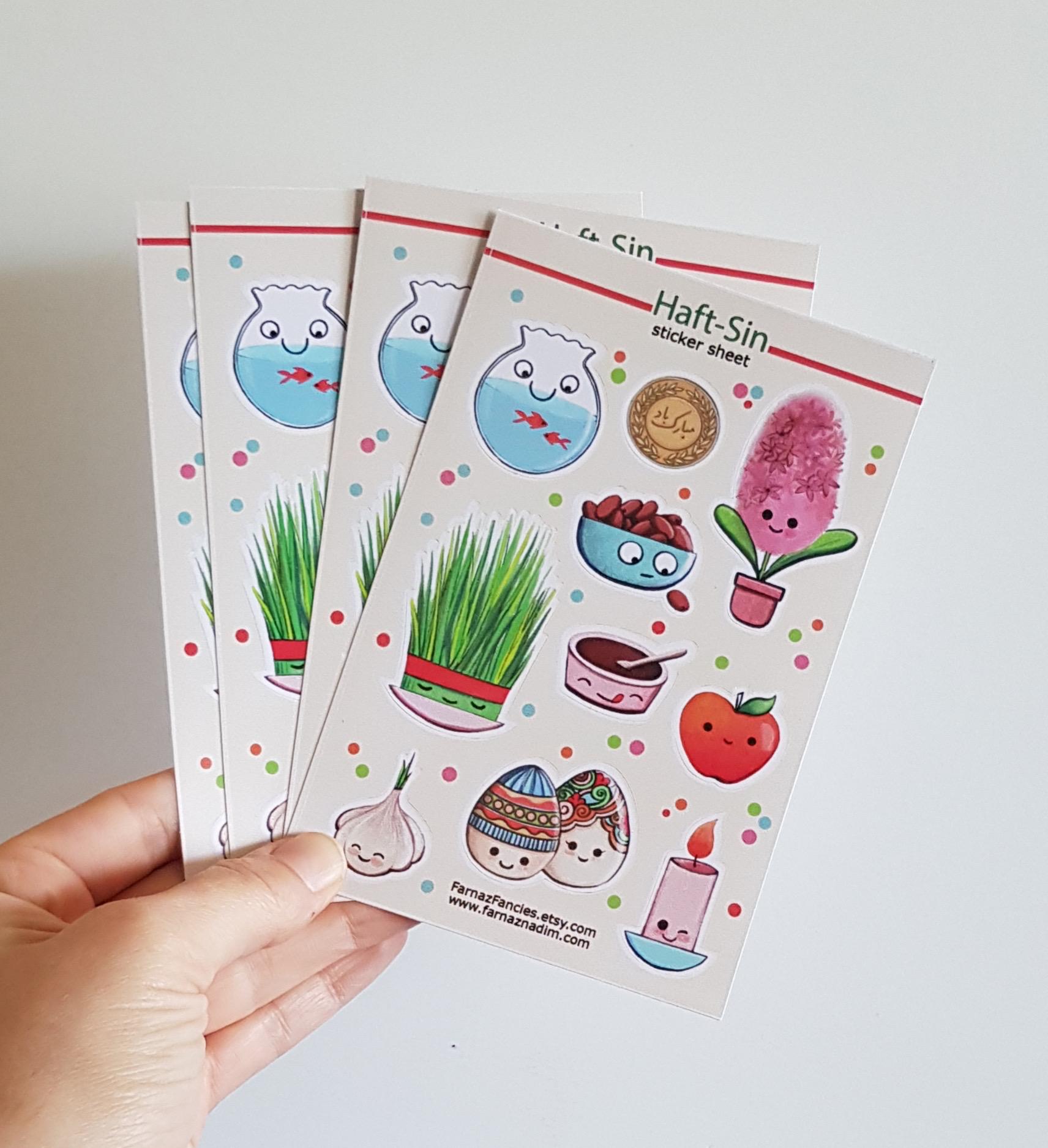 Haftseen Sticker Sheet, Nowruz Sticker Sheet, Persian New Year, Sticker ...