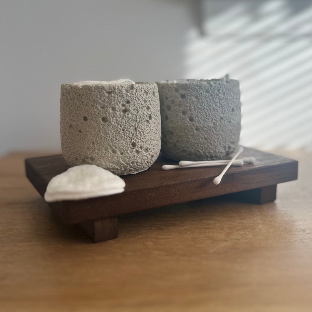 Moon Texture Cement Jar | Rustic Bathroom Decor - Etsy
