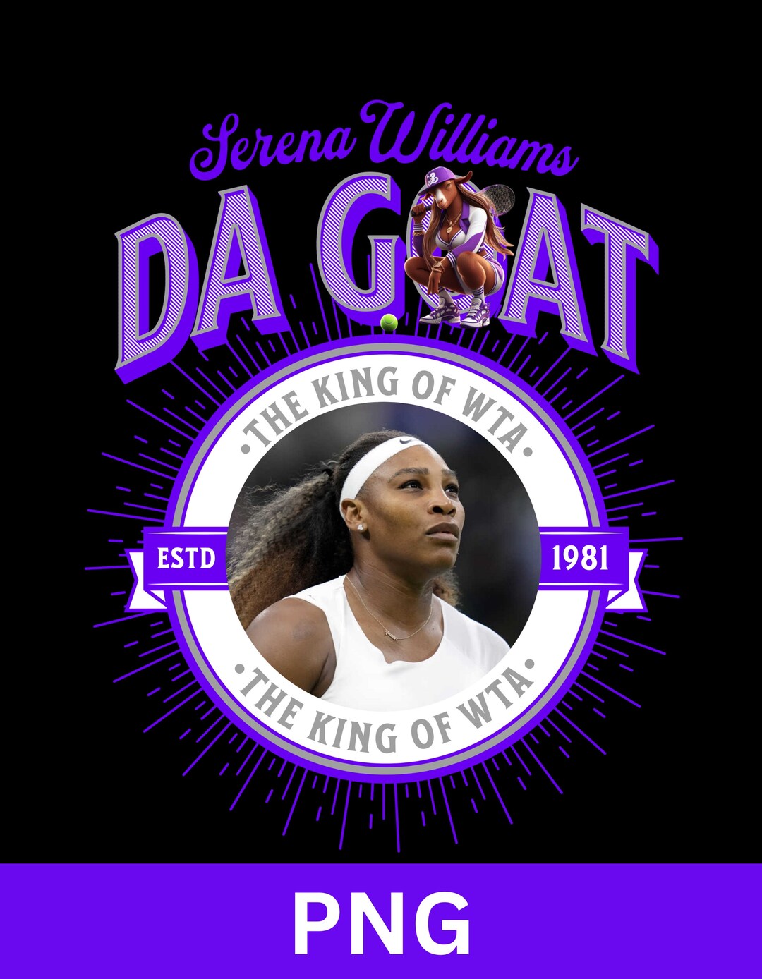 Serena Williams Da Goat Png Dtg Dtf Instant Download - Etsy