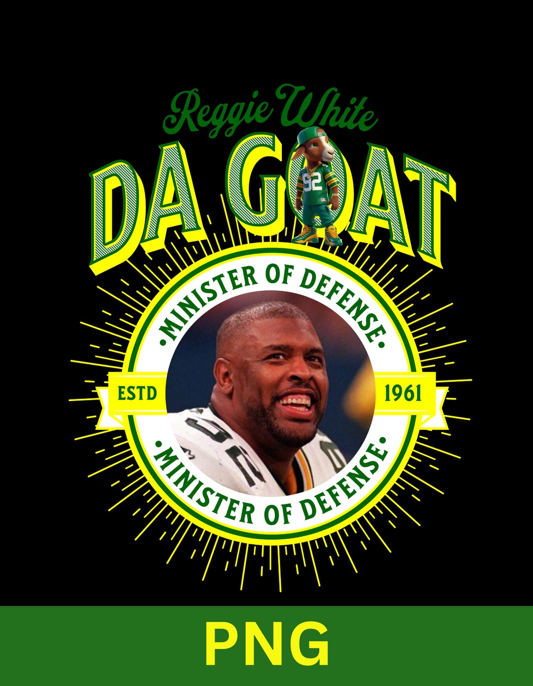 Reggie White Da Goat Png Dtg Dtf Instant Download - Etsy
